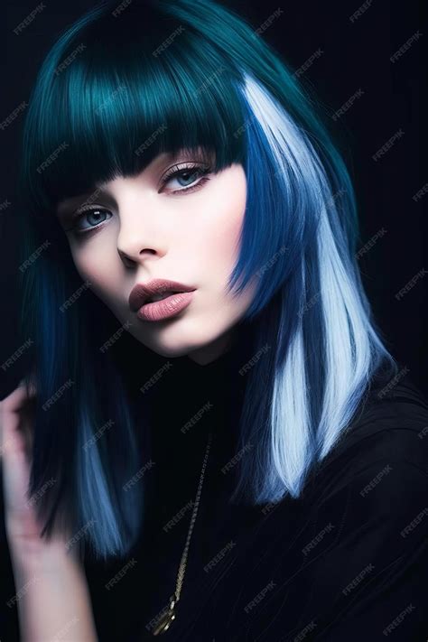 Premium Ai Image Blue And White Hair With A Hint Of Blue