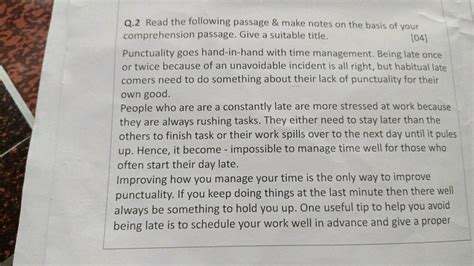 Read The Following Passage And Make Notes Based On Your Comprehension Al