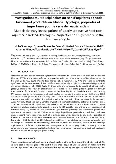 Pdf Multidisciplinary Investigations Of Poorly Productive Hard Rock Aquifers In Ireland