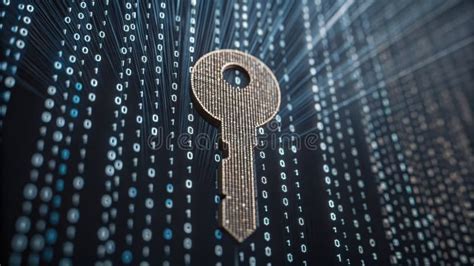 key positioned over binary code representing digital security and access control in cyber space
