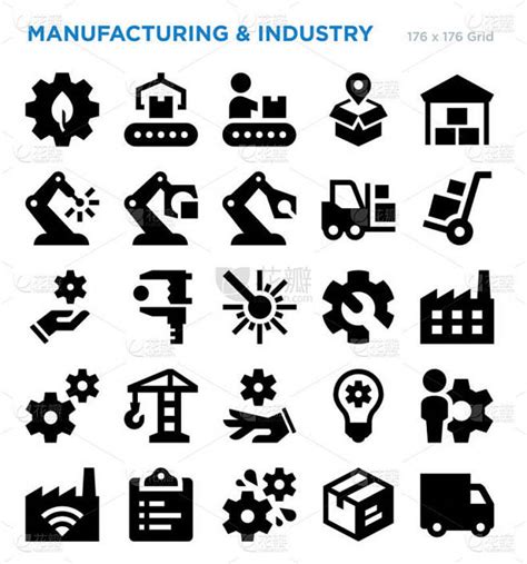 制造业和工业矢量图标集 花瓣网