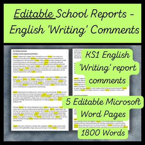 Ks1 Writing Report Comments Primaryresourcerack