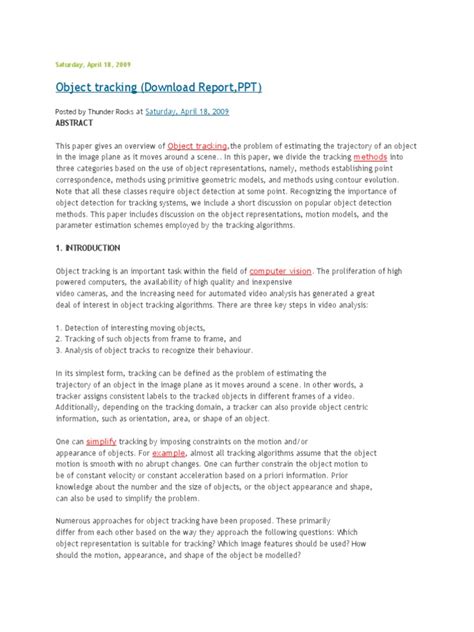 Object Tracking Download Report Ppt Pdf Computer Vision Artificial Intelligence