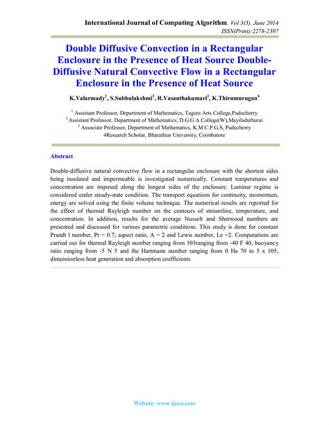 Double Diffusive Convection In A Rectangular Enclosure In The Presence Of Heat Source Double
