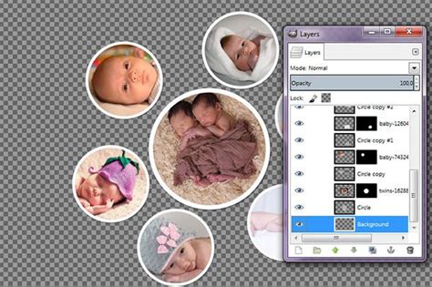tutorial video and picture on how to create a circle photo collage in gimp photo collage