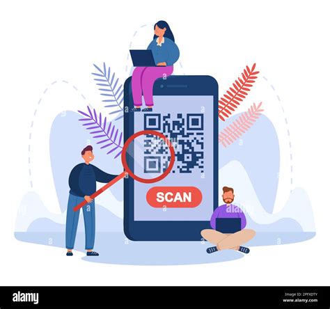 People Scanning QR Code Using Phone Flat Vector Illustration Stock Vector Image Art Alamy