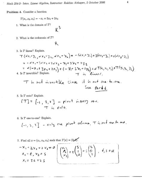 Solved Exam 1 Introduction To Applied Linear Algebra Math 254 Docsity