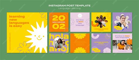 Premium Psd Language Learning Classes Instagram Posts Collection