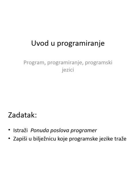 Uvod U Programiranje 1 Pdf