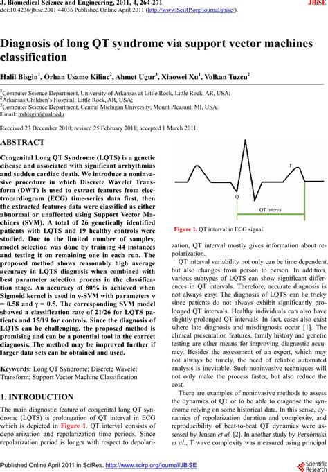 Diagnosis Of Long QT Syndrome Via Support Vector Machines Classification