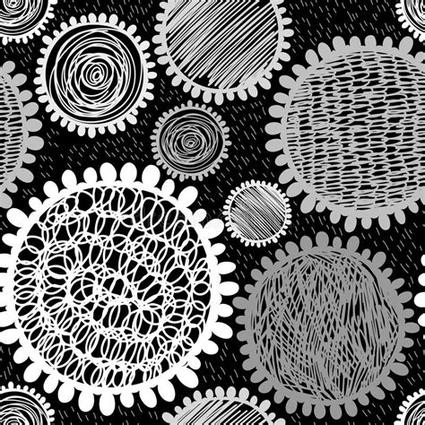 Monochrome Seamless Pattern Of Abstract Flowers Stock Illustration
