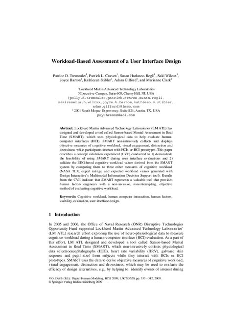 Pdf Workload Based Assessment Of A User Interface Design