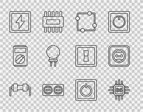 Set Line Resistor Electricity Processor With Microcircuits Cpu Electric Scheme Electrical
