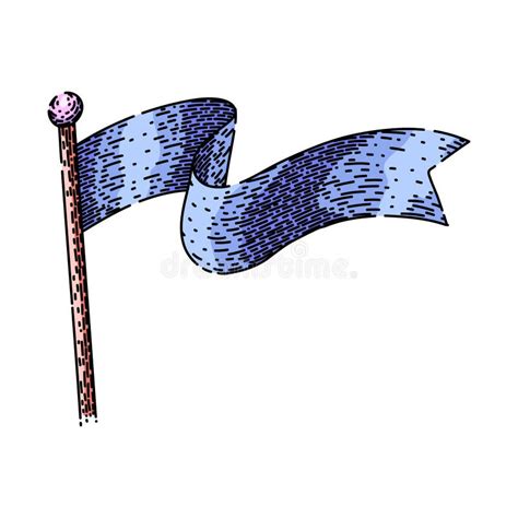 Banner Flag Waving Sketch Hand Drawn Vector Stock Illustration Illustration Of Black Fabric