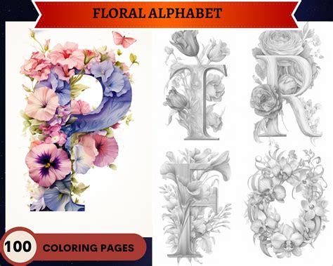 100 Floral Alphabet Coloring Pages Letters With Flowers Printable