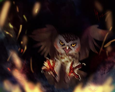 Attacking Owl By Ptich Ya On Deviantart