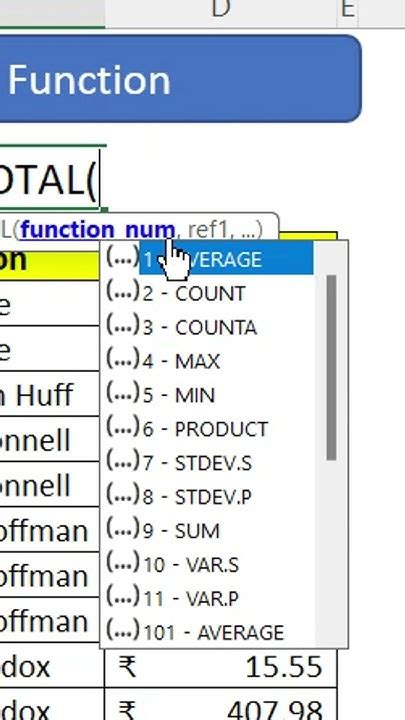 day 28 subtotal function in excel excel exceltips exceltricks exceltutorial vlookup youtube