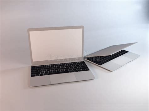 Realistic Laptop Mockup Template Scene Editorial Image Illustration Of Portable Realistic