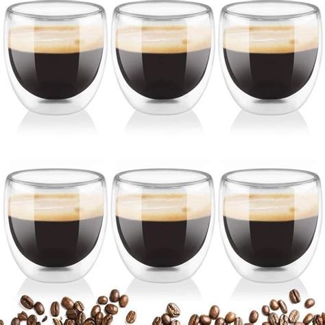 Tasse Expresso Double Paroi Mtevotx Set De 6 Tasses De 80ml Verre