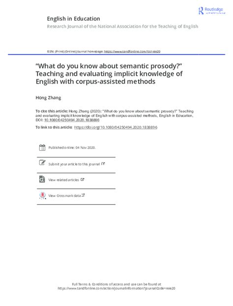Pdf What Do You Know About Semantic Prosody Teaching And