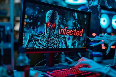 Computer Monitor Showing Virus Alert Stock Illustration Illustration