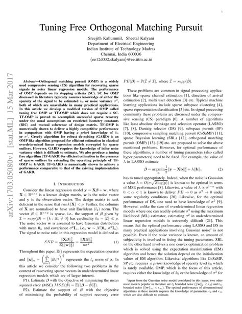 Tuning Free Orthogonal Matching Pursuit Deepai
