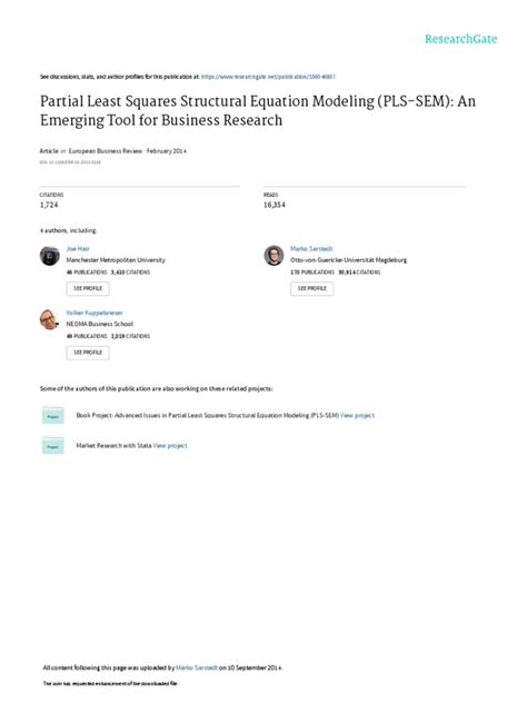 Partial Least Squares Structural Equation Modeling Pls Sem An Emerging Tool For Business