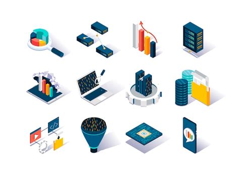 Premium Vector Big Data Isometric Icons Set