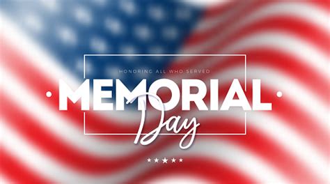 현충일 의 미국 벡터 디자인 와 타이포그래피 Lettering 통하고 있는 흐릿한 미국 국기 배경 배너 인사말 카드 전단지 또는 휴일 포스터에 대 한 국가 애국 축하 그림