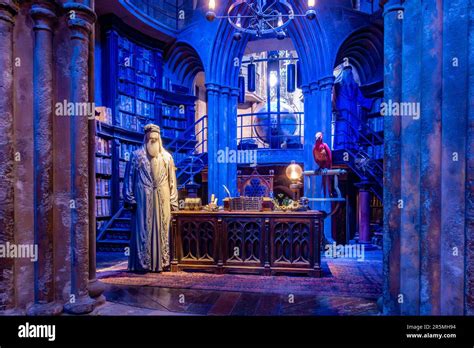 Set Of Dumbledores Office In Hogwarts School With Two Mannequins With