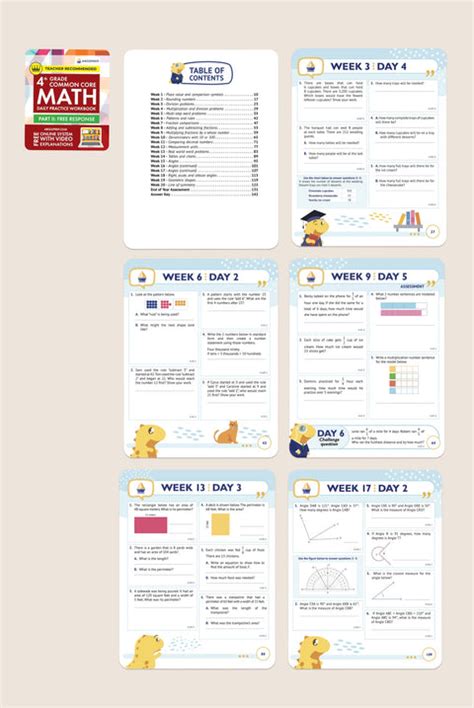 4th Grade Math Workbook Free Response Argoprep