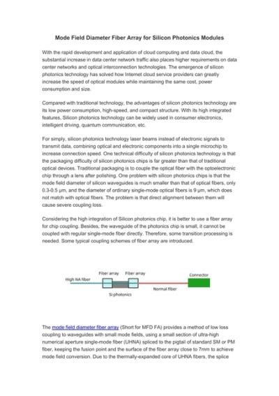 Mode Field Conversion Fiber Array For Silicon Photonics Modules