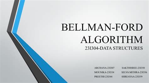 Bellmanford Algorithm In Data Structures Ppt