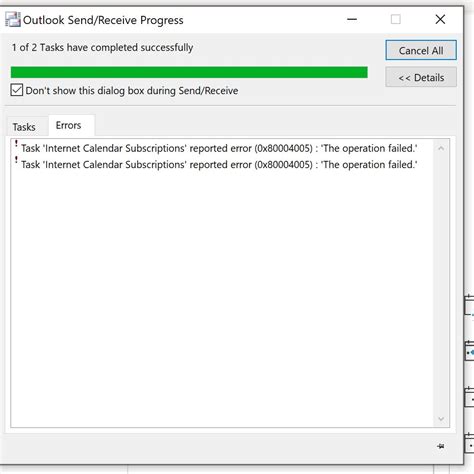 Task Internet Calendar Subscriptions Reported Error 0x80004005