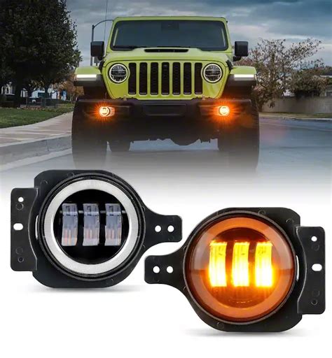 Jeep Wrangler 4 Inch Iii Series Halo Led Fog Lights Amber 18 26 Jeep