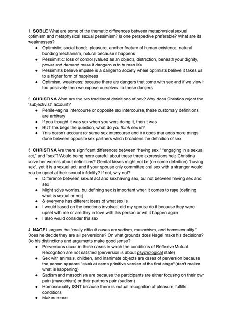 Sex Midterm Soble What Are Some Of The Thematic Differences Between