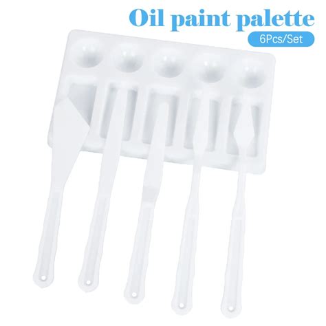 오일 페인트 팔레트 아트 대안 페인트 트레이 아티스트 플라스틱 팔레트 공급 흰색 수채화 팔레트 안료 트레이 6 개 Aliexpress