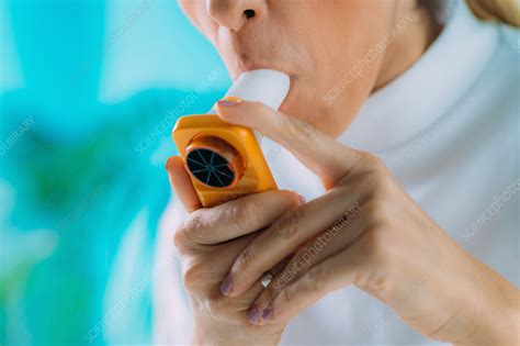 Woman Using Spirometer Stock Image F Science Photo Library