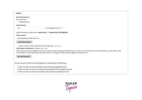 AWS Budgets AWS Cost Management Scaler Topics