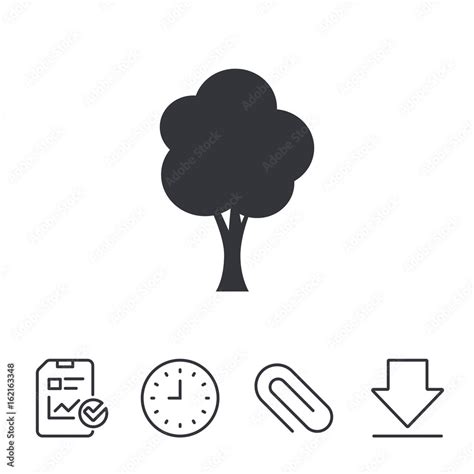 Tree Sign Icon Forest Symbol Report Time And Download Line Signs Paper Clip Linear Icon