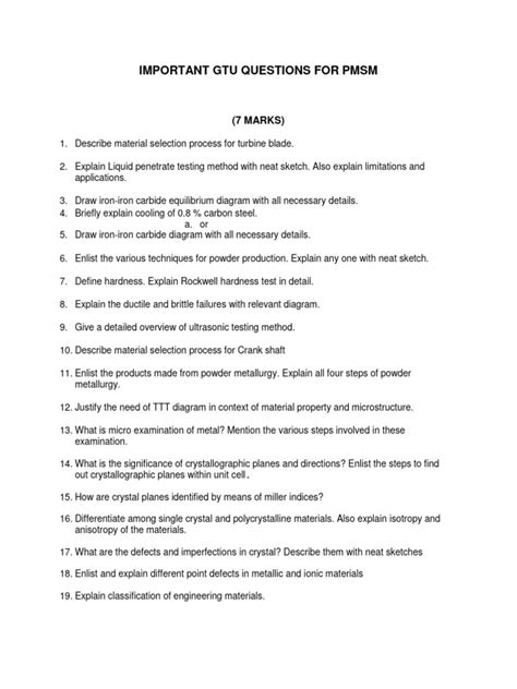 Pmsm All Imp 3rd Sem Mechatronics Gtu Questions Pdf Heat Treating Metallurgy