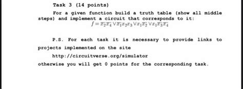 Solved Task 3 14 Points For A Given Function Build A Truth