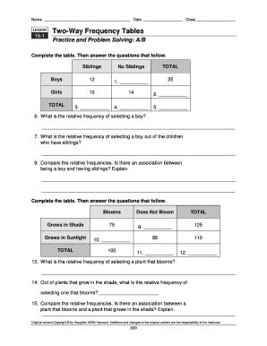 Images Two Way Frequency Table Practice With Answers And Review Alqu Blog