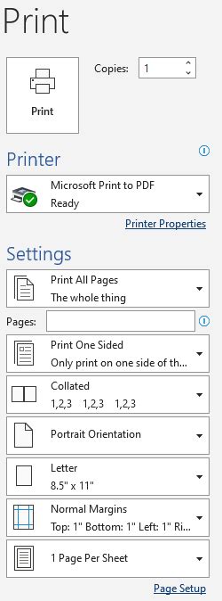 MS Word Print For Fluk Sake