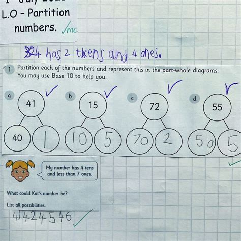 Partitioning Place Value Part Whole Models Mastery Tens And