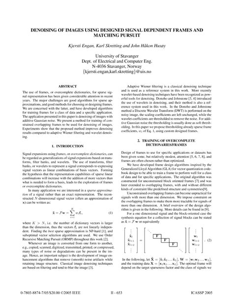denoising of images using designed signal dependent frames and matching