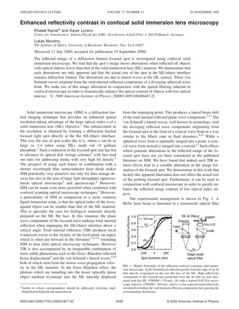Pdf Enhanced Reflectivity Contrast In Confocal Solid Immersion Lens Microscopy