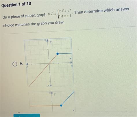 Solved Question 1 Of 10 On A Piece Of Paper Graph Fxbeginarrayl Xifx