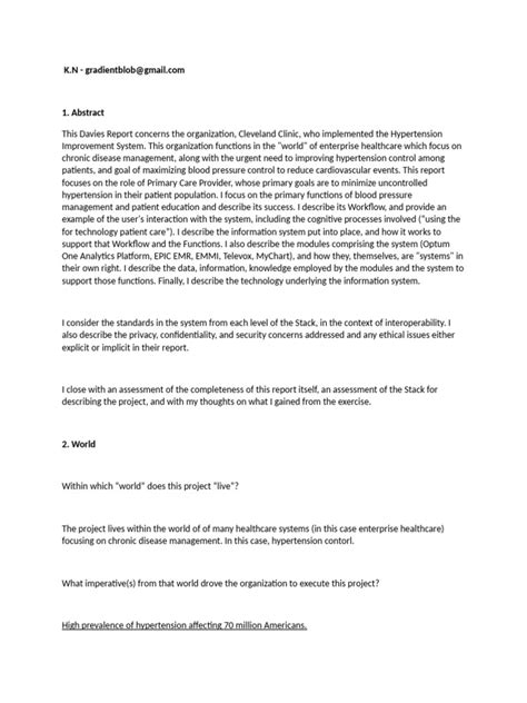 Using The Informatics Stack To Analyze A Health Information Management