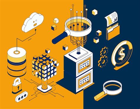 Premium Vector Isometric Big Data Illustration Composition Elements
